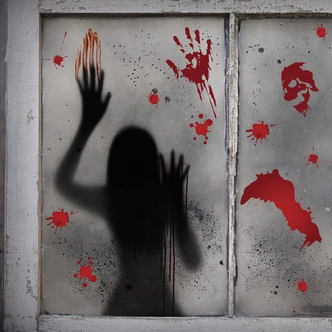 Halloween Stickers Set: Bloody Handprint Footprint Decals, Face Tattoo ...