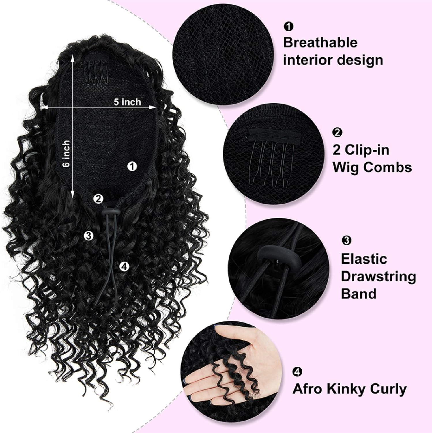 10 Inch Kinky Curly Drawstring Afro Ponytail Extension for Black Women ...
