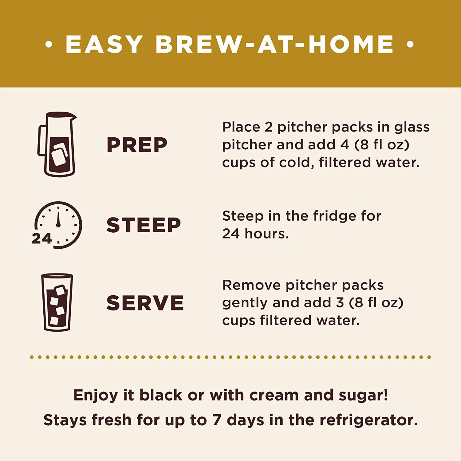 Don Francisco's Organic Cold Brew Coffee - Premium 100% Arabica Beans - 4 Pitcher Packs (8 Count ...