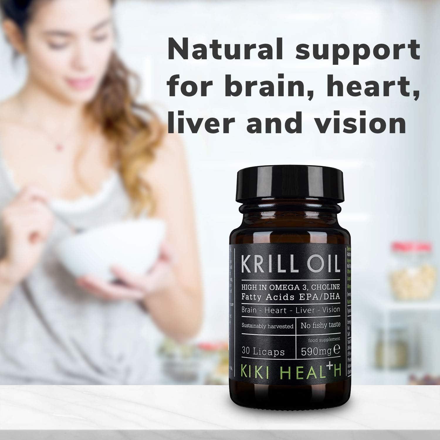 KIKI Health Krill Oil Capsules 590mg - High Strength Omega 3 EPA & DHA Support for Heart, Brain ...