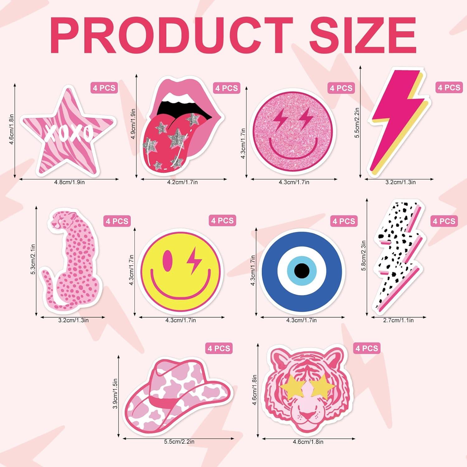 Whaline 40Pcs Preppy Pink Party Cupcake Toppers 10 Designs Paper Cake ...