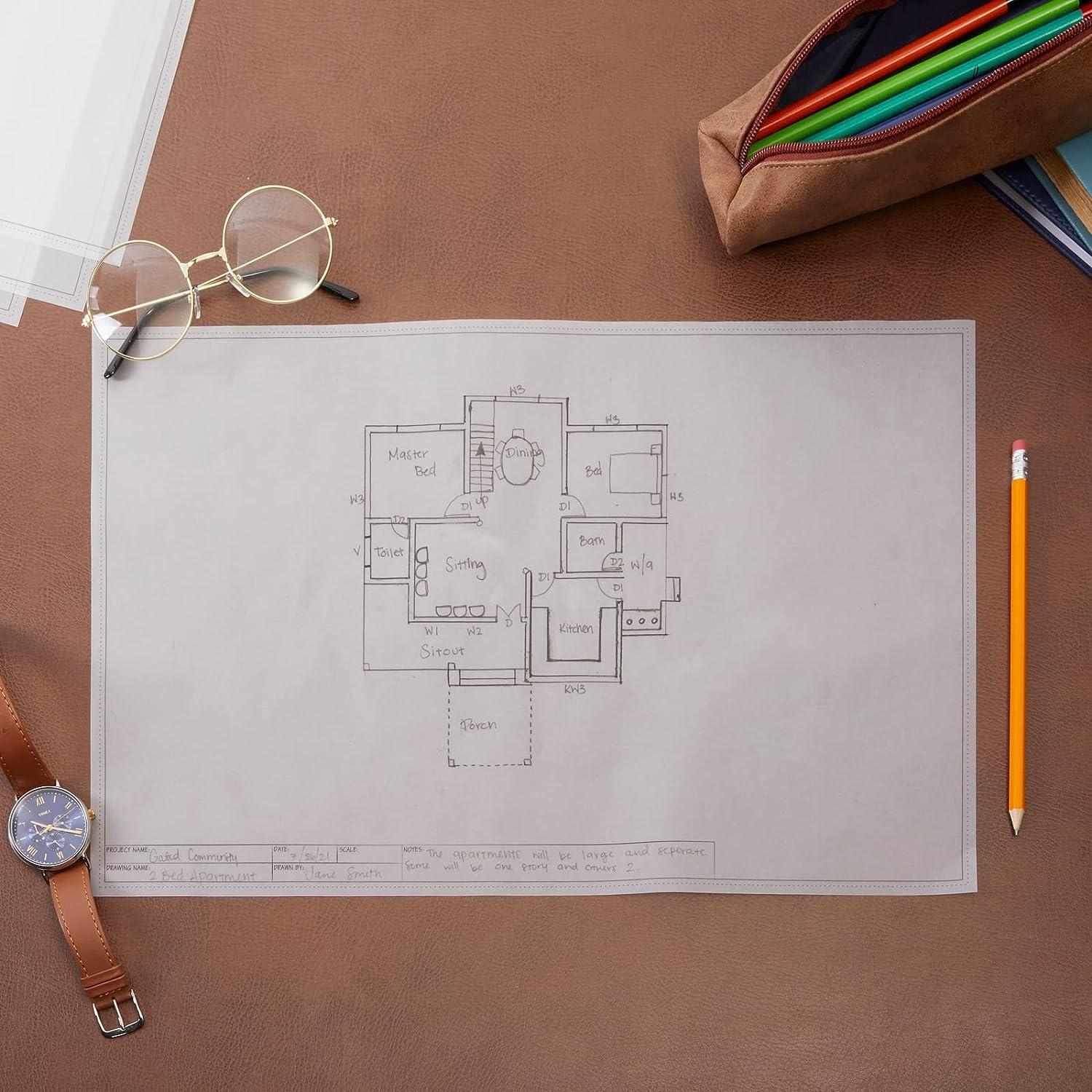 Translucent Architectural Vellum Paper Drafting Sheets 11x17 with ...