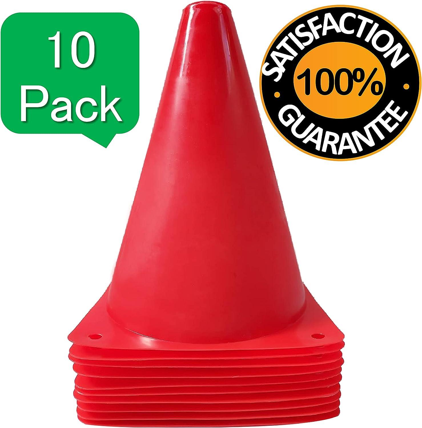 WOWGEEK 7 Inch Plastic Training Traffic Cones - Set of 10 Red Safety ...