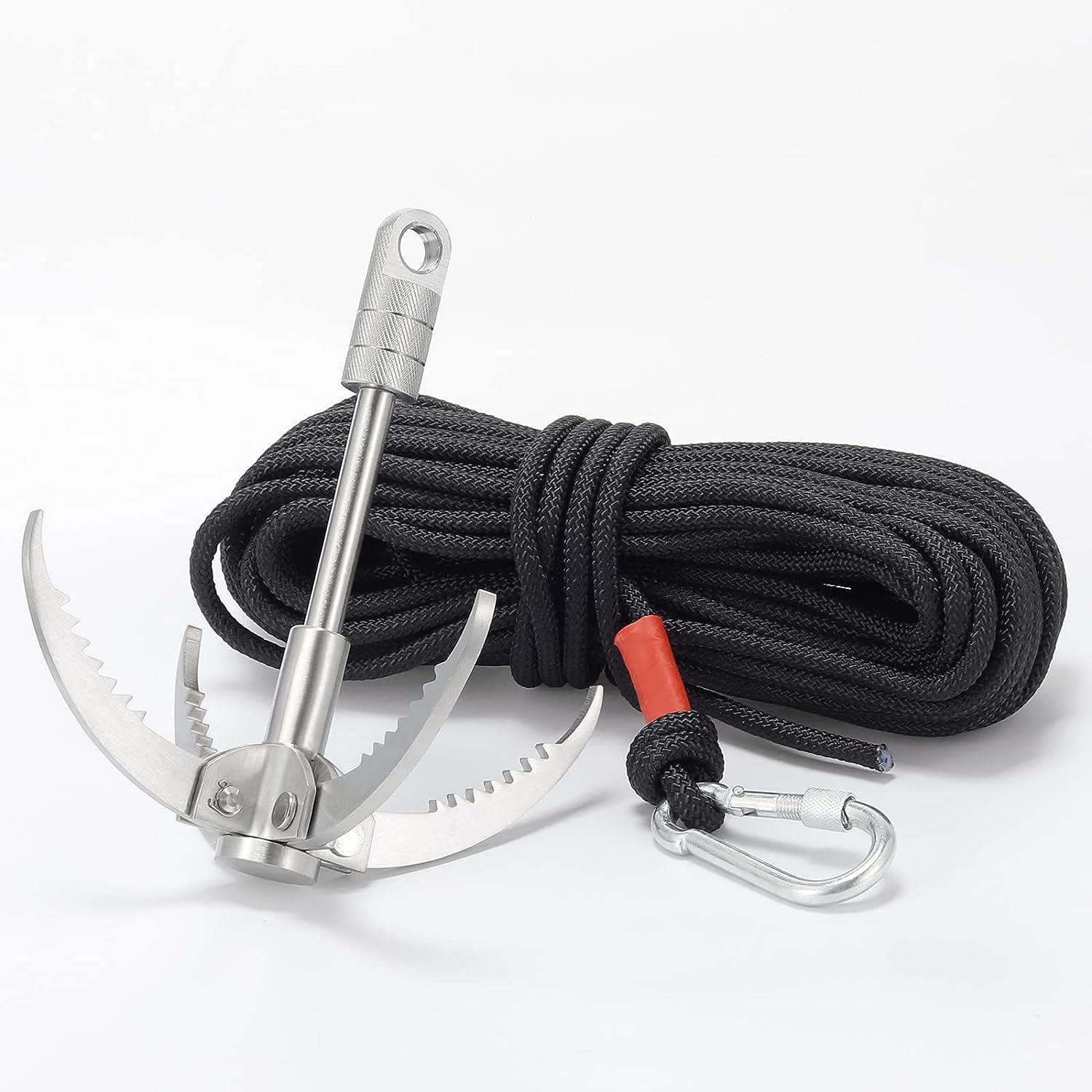 GYANDULY Large Grappling Hook with 65ft Rope - Stainless Steel 4-Claw ...