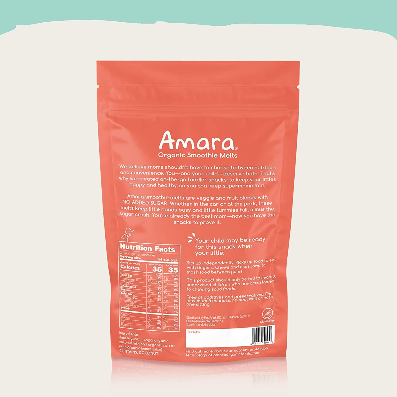 Amara Mango Carrot Yogurt Melts - Organic, Gluten-Free Snacks for Baby and Toddlers | Buy Now ...