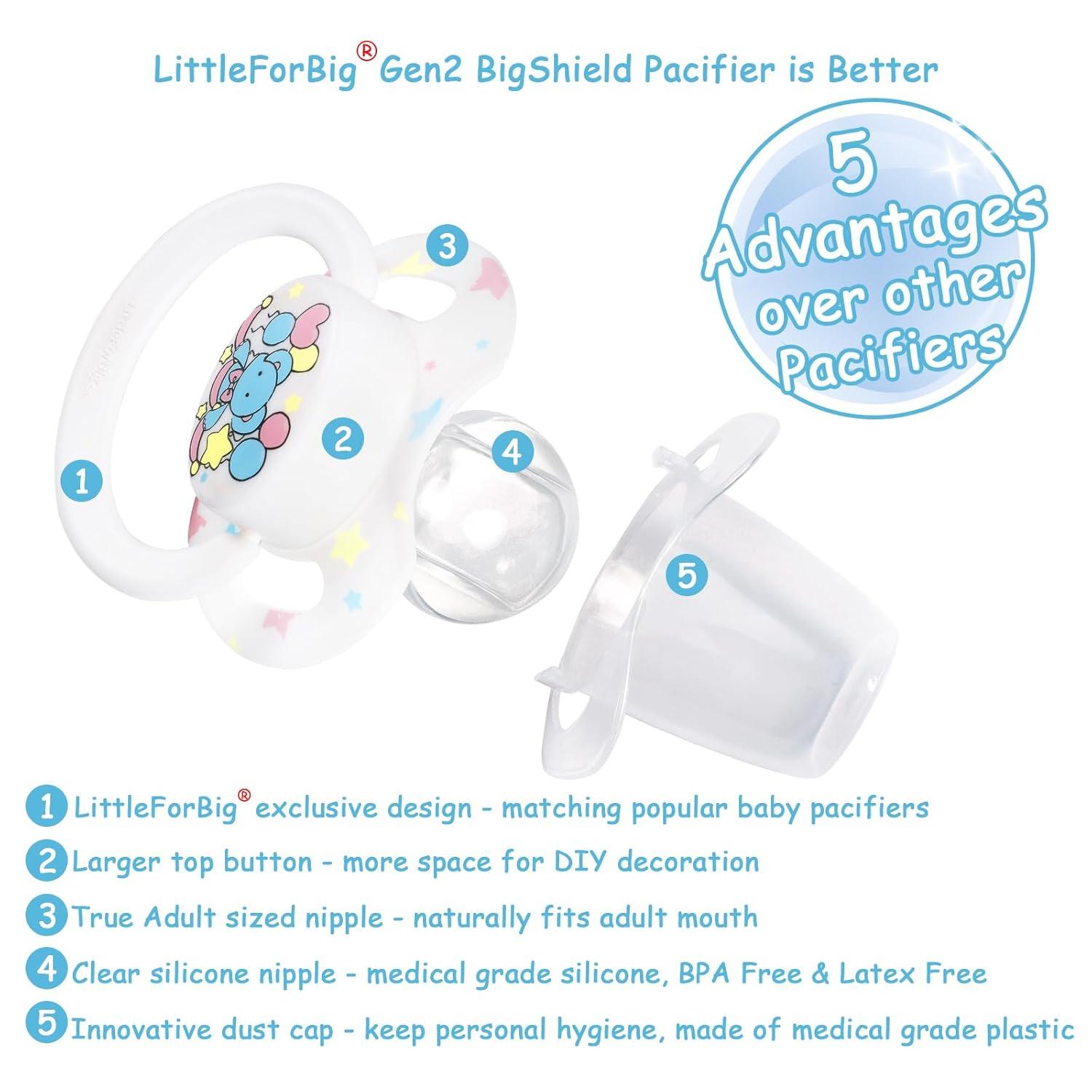 Buy LittleForBig Large Shield Pacifier II - Adult Size White Circus ...
