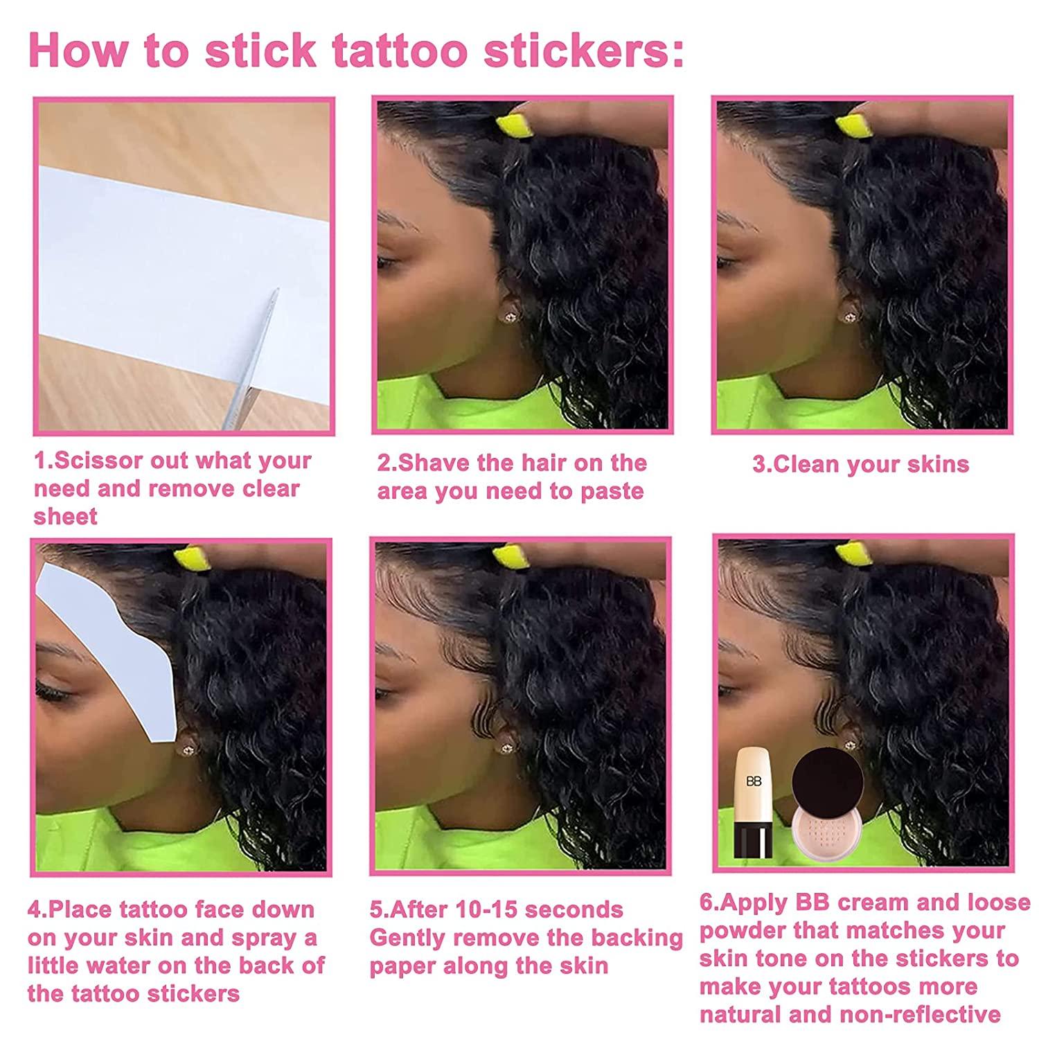 20 Sheets Baby Hair Tattoo Stickers - Waterproof & Lasting Hairline ...