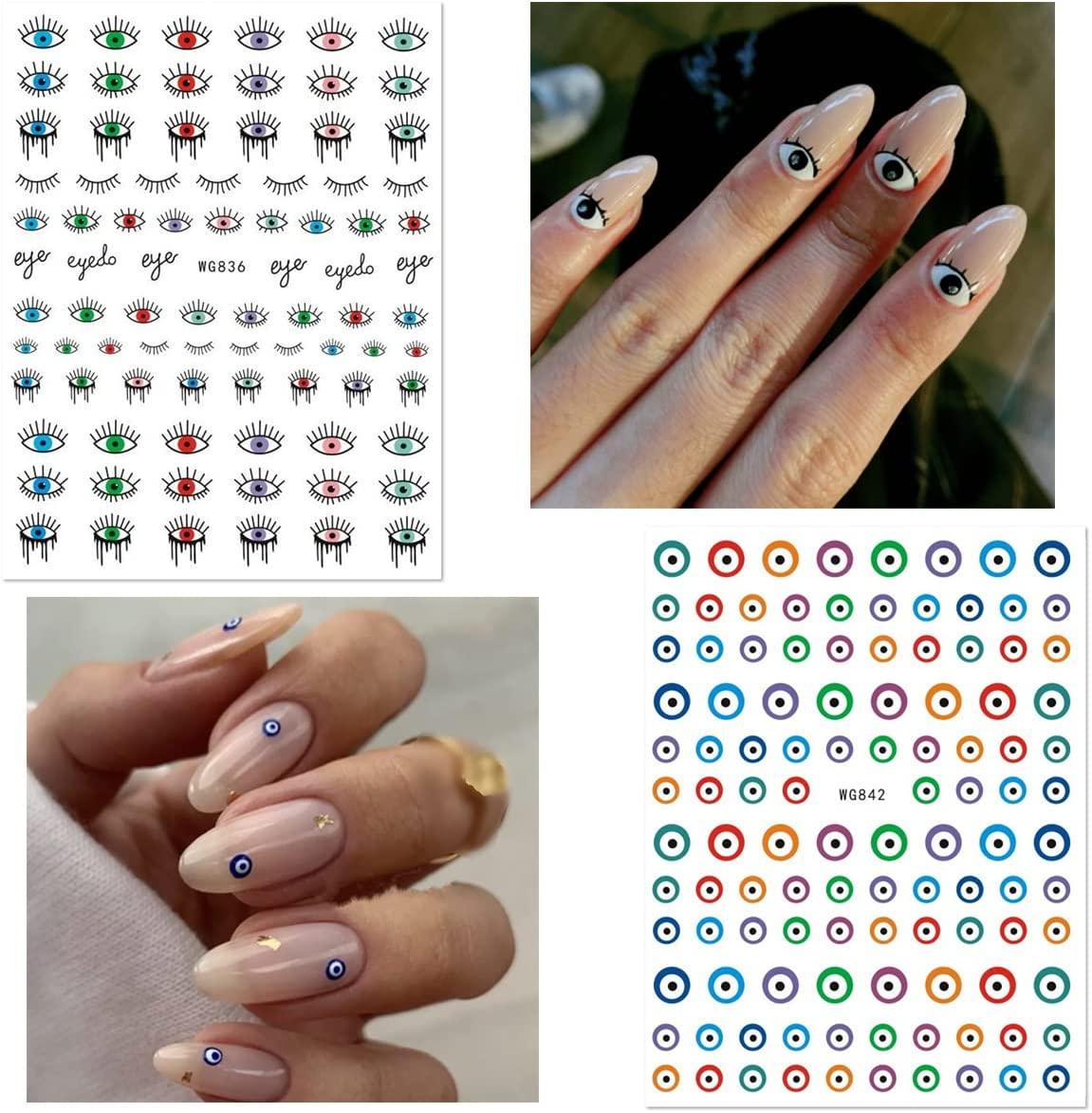 Evil Eye Nail Art Stickers Decals - 3D Self-Adhesive Nail Supplies for ...