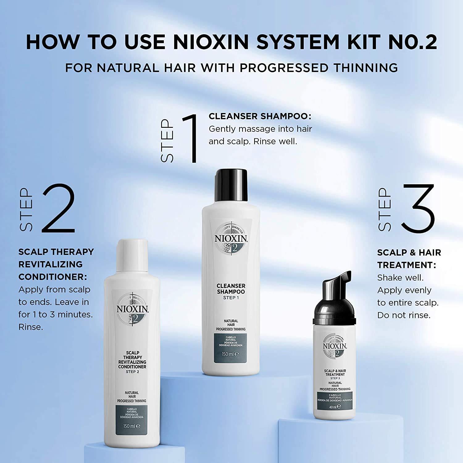Nioxin System 2 Scalp Cleansing Shampoo with Peppermint Oil - Dry Scalp ...