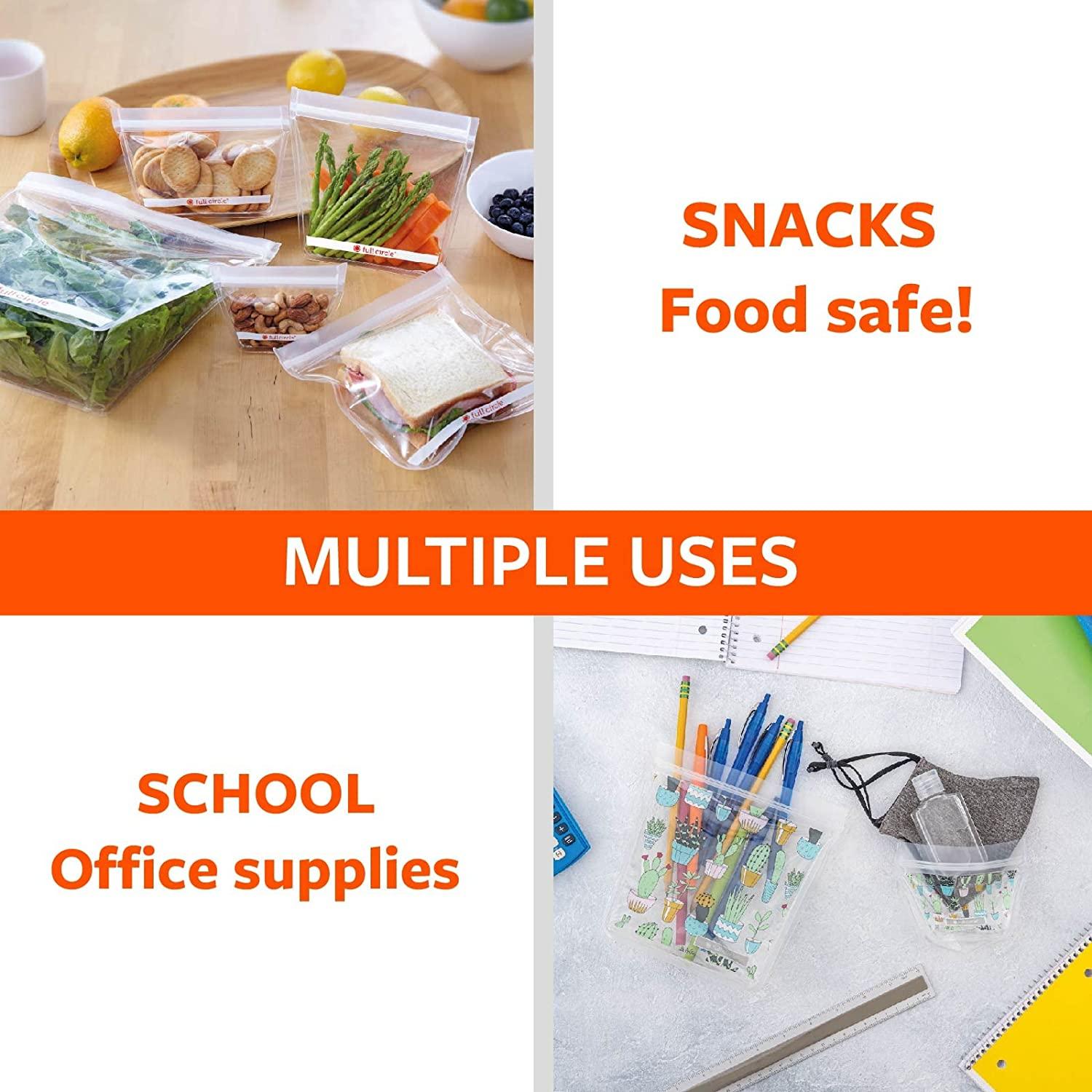 Full Circle ZipTuck Clear Reusable Snack Bags Set - Eco-Friendly ...