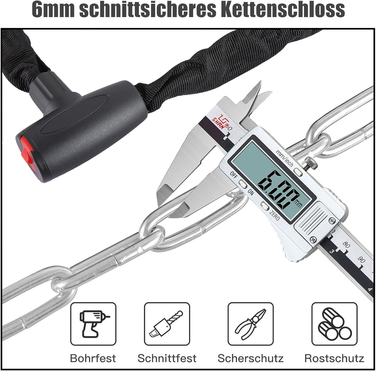 Meisax 120cm High-Safety Bicycle Lock | 6mm Hardened Steel Chain Lock ...