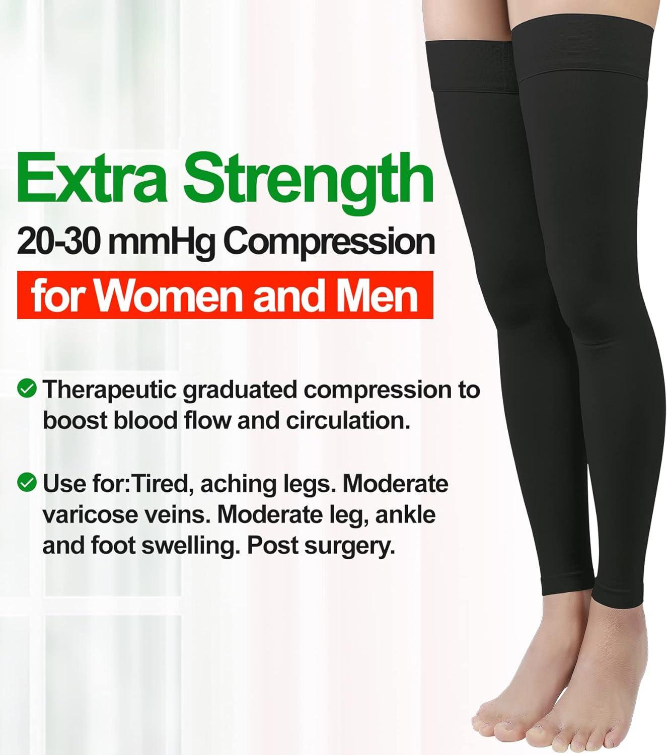 Footless Thigh High Compression Stockings - Pair | 20-30mmHg Gradient ...