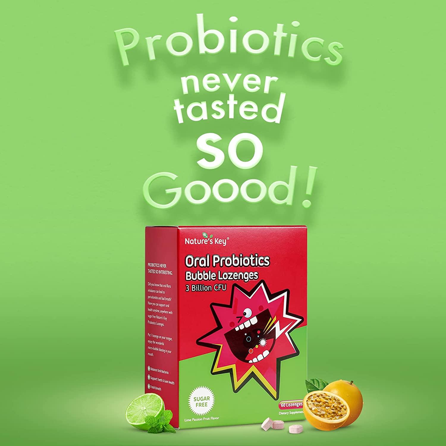 Nature's Key Oral Probiotic Bubble Lozenges - 3 Billion CFU Probiotics ...