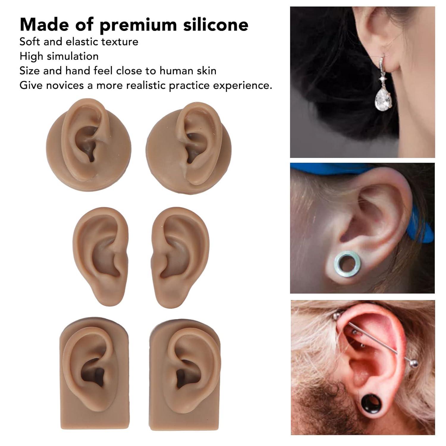 Silicone Human Ear Model 3 Pair - Dark Skin Color - High Simulation ...