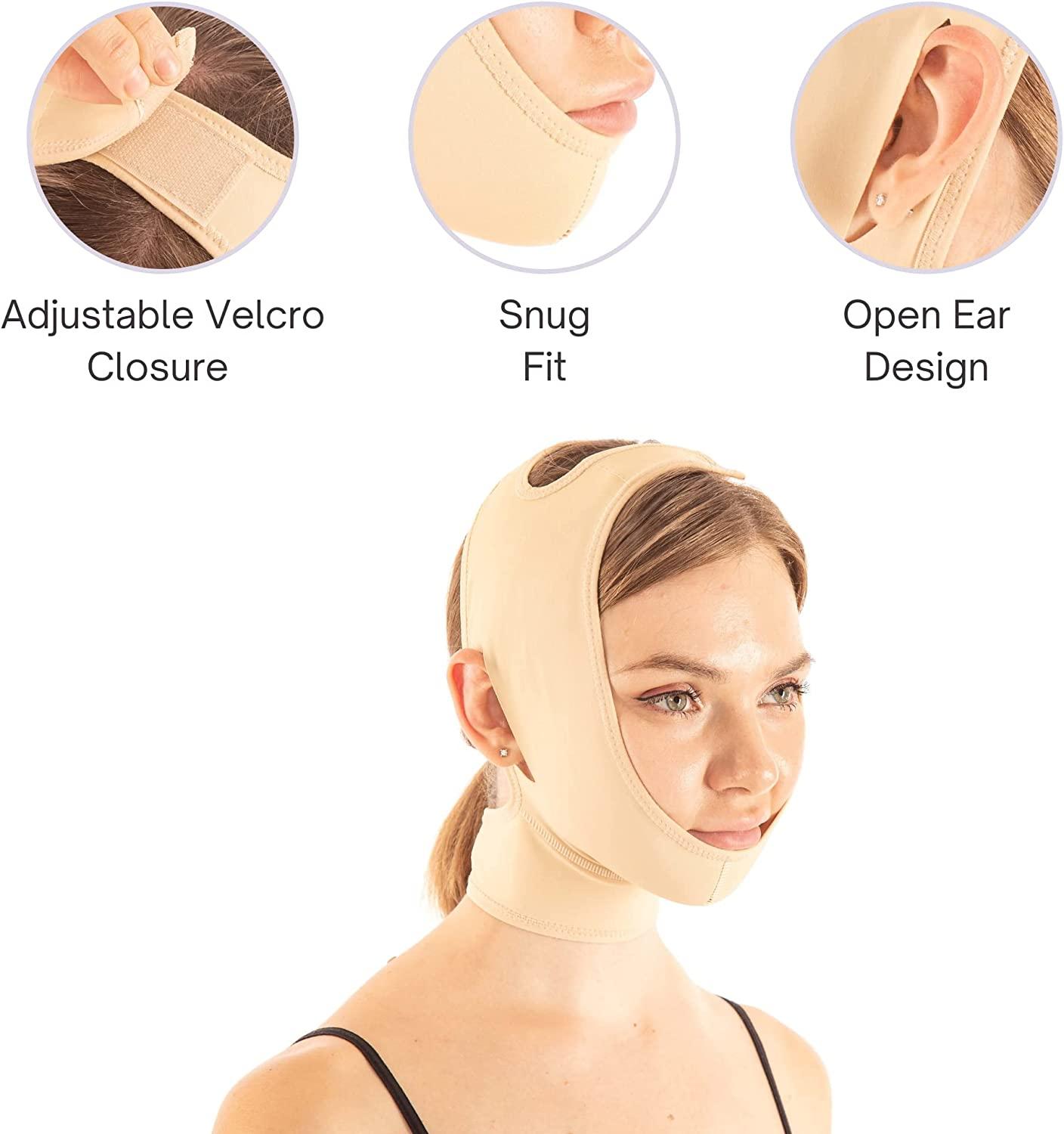 Chin Compression Garment Strap for Face Lift and Neck Cover - M Beige ...