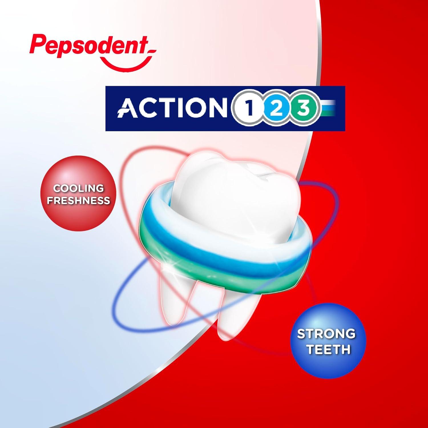 Pepsodent Active Fresh Toothpaste with Fluoride and Calcium for 24-Hour ...