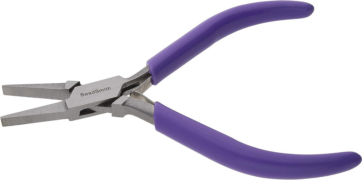 Beadsmith Flat Nose Pliers 4.5 inches - Purple Vinyl Grip Handle ...
