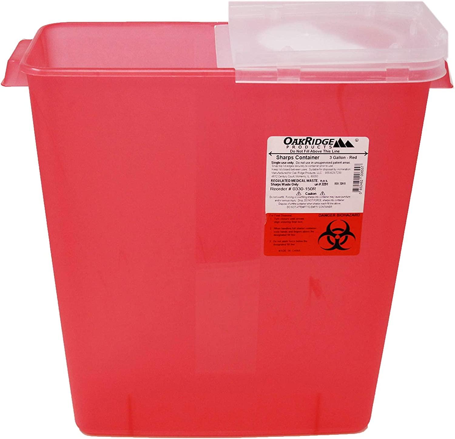 Oakridge 3 Gallon Needle and Syringe Sharps Disposal Container - Safe ...