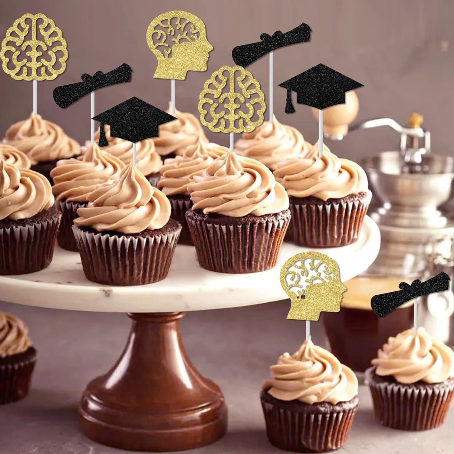 kreat4joy 24pcs Brain Graduation Cupcake Toppers Neurologist Graduation ...