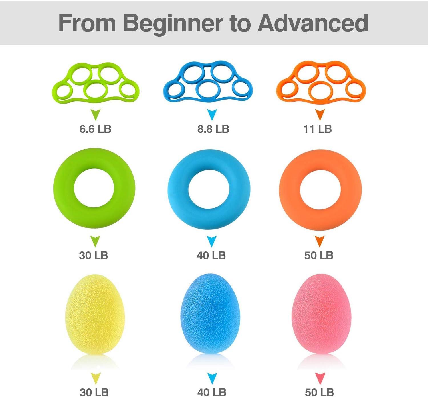 Premium Finger Trainer Set - 9PC Silicone Hand Grip & Forearm ...