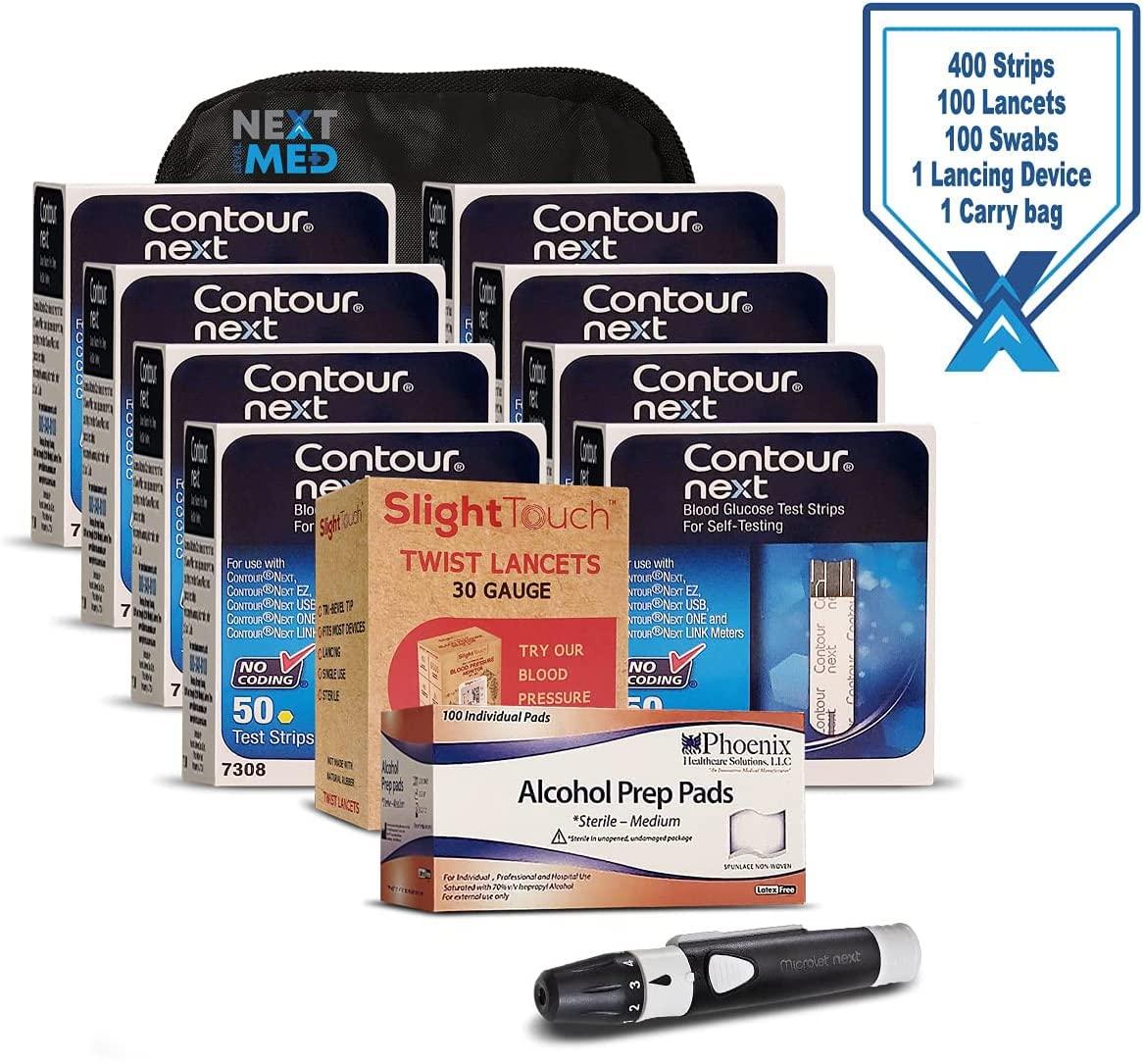 Next-Level-Med Diabetes Testing Kit: 400 Strips, 100 Lancets, Alcohol ...