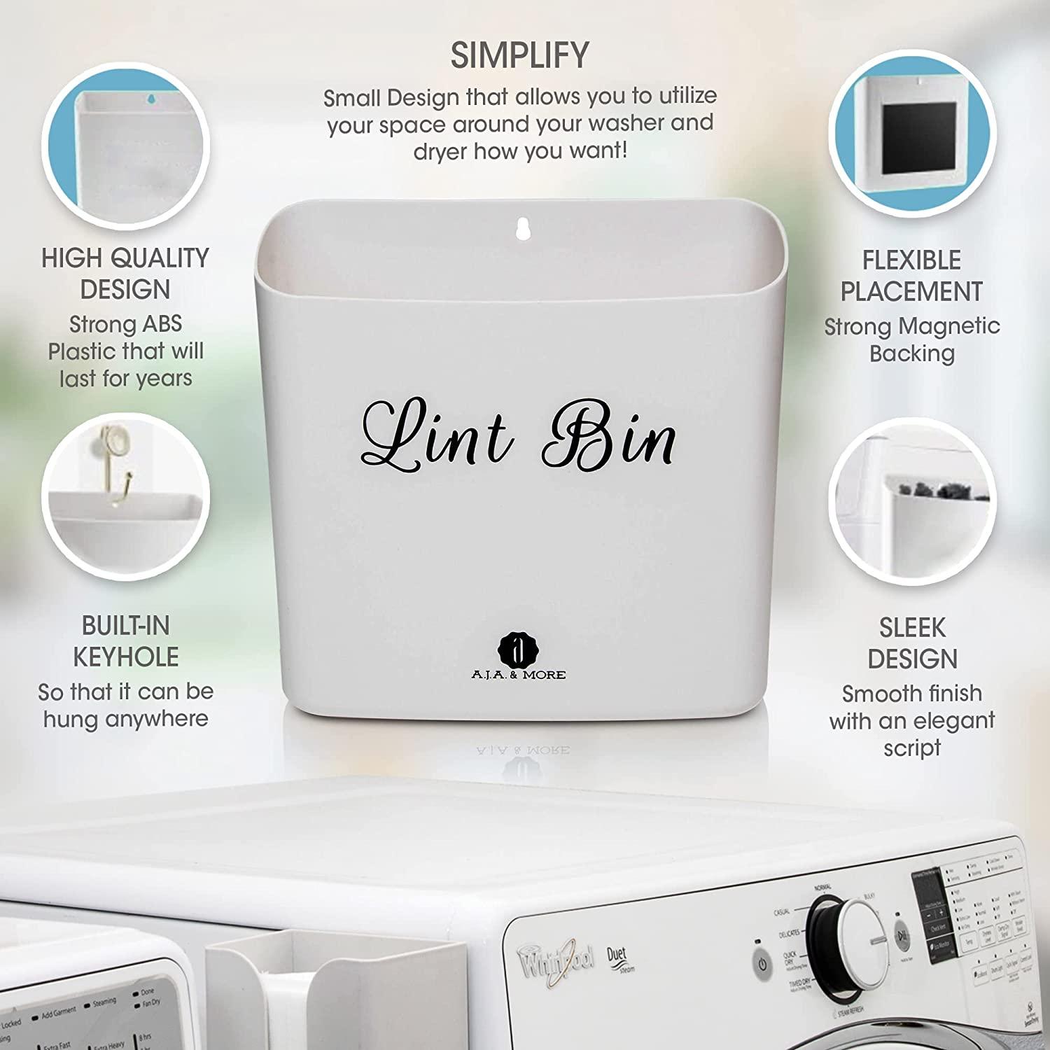 A.J.A. & MORE Magnetic Lint Bin for Laundry Room | Wall Mounted ...