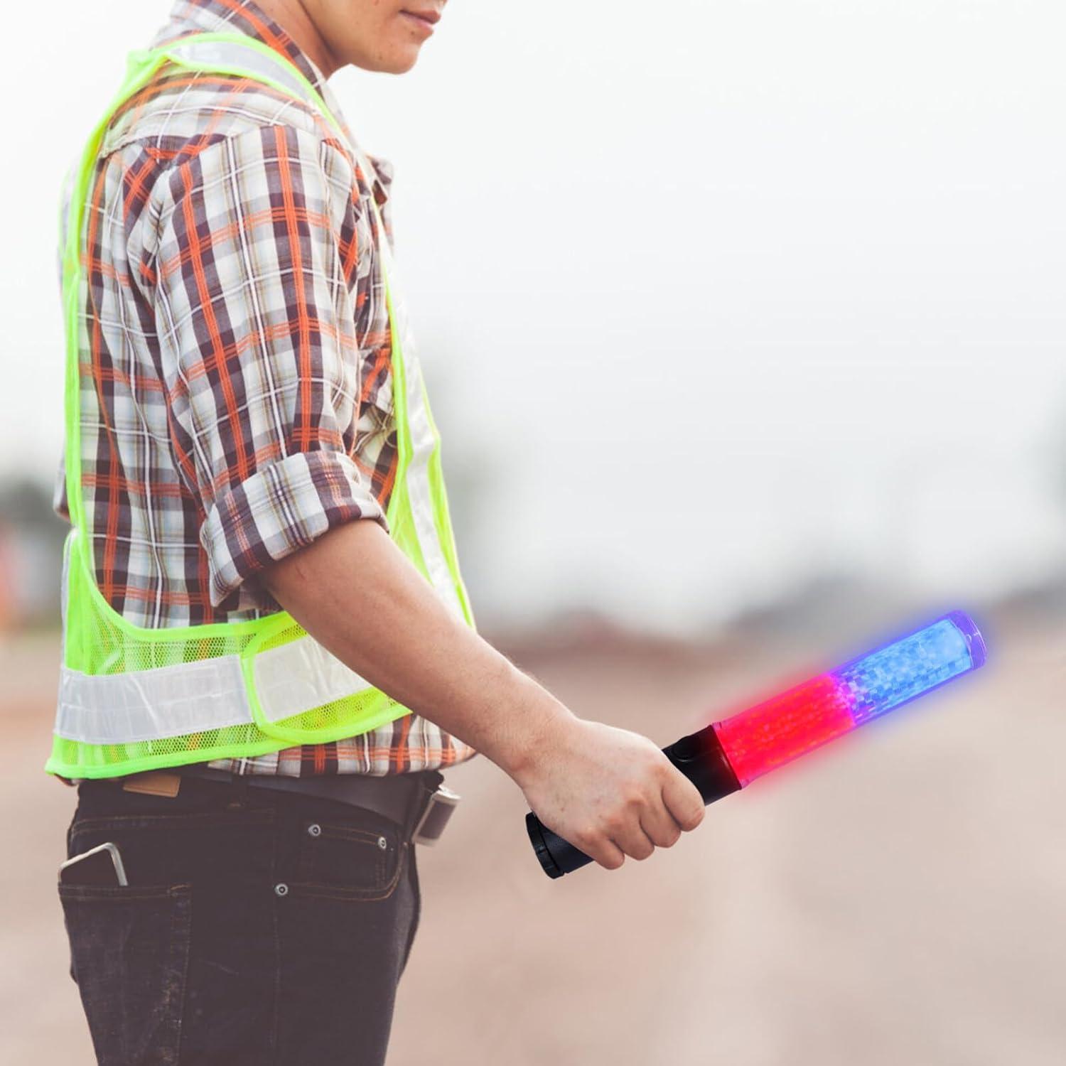 TOPPERFUN Traffic Wand LED Traffic Control Night Wands Red and Blue ...