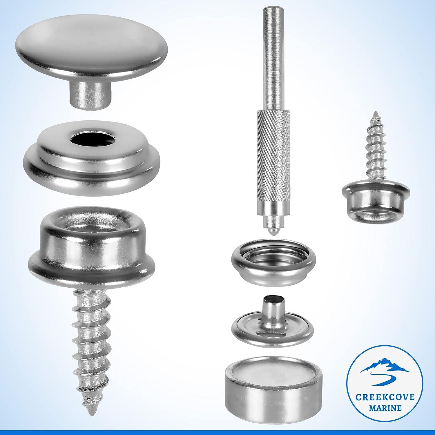 Marine Grade Stainless Steel Snap Button Kit - 228 Piece Set for DIY ...