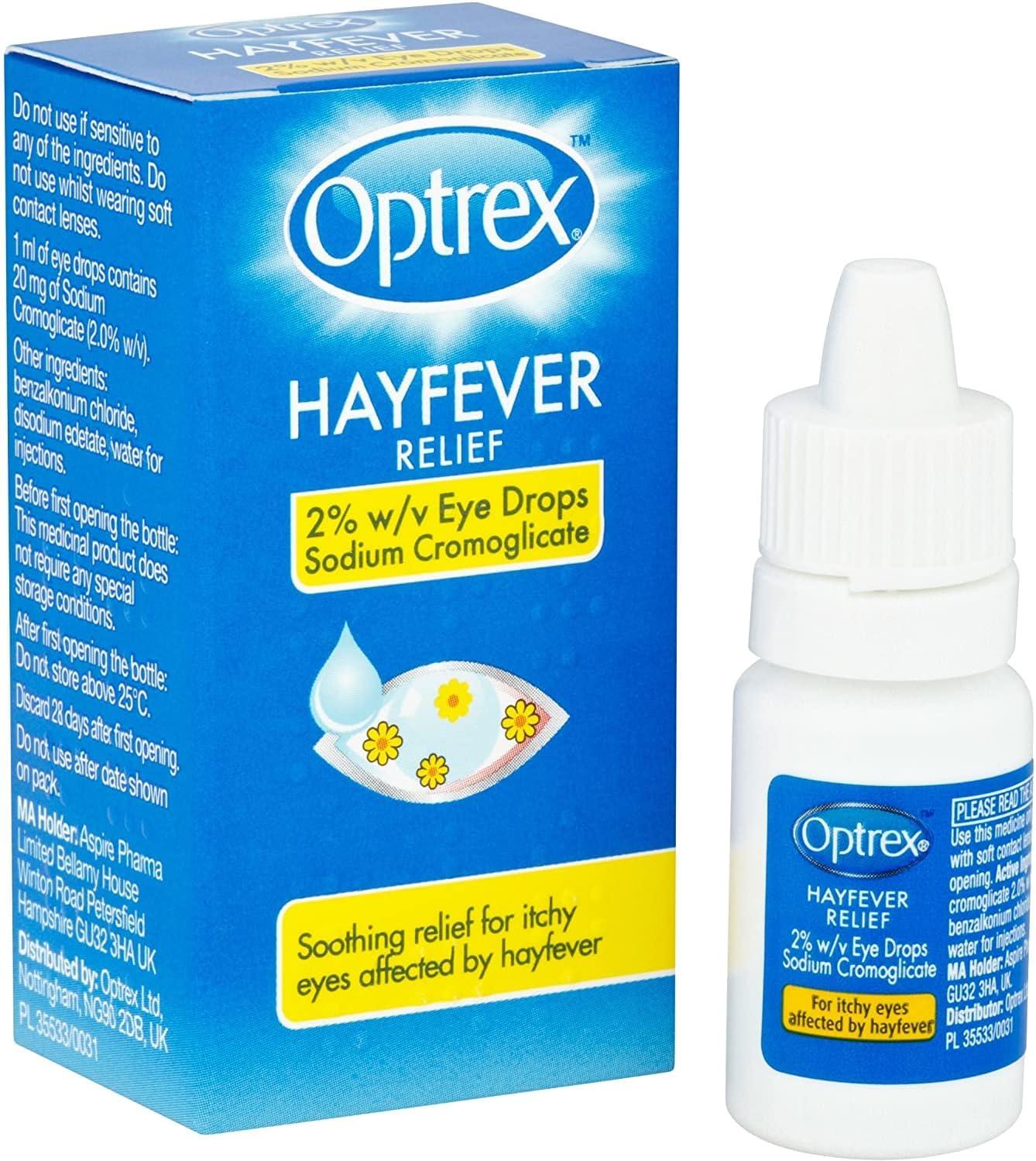 Optrex Hayfever Relief 2% Eye Drops 10ml - Clinically Proven Sodium ...
