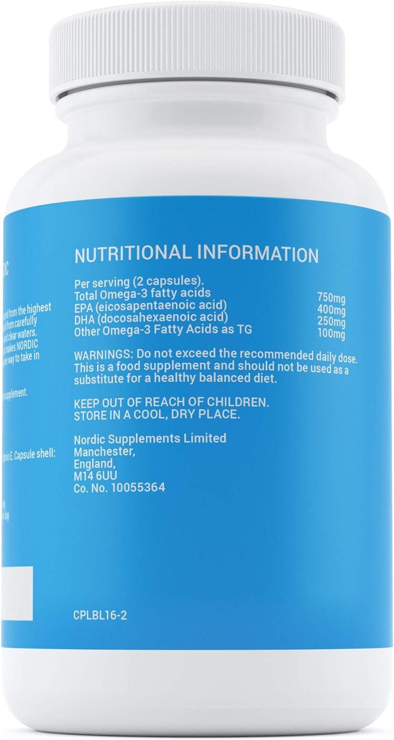 Nordic Supplements High Strength Omega 3 Fish Oil Capsules 1000mg - 60 ...