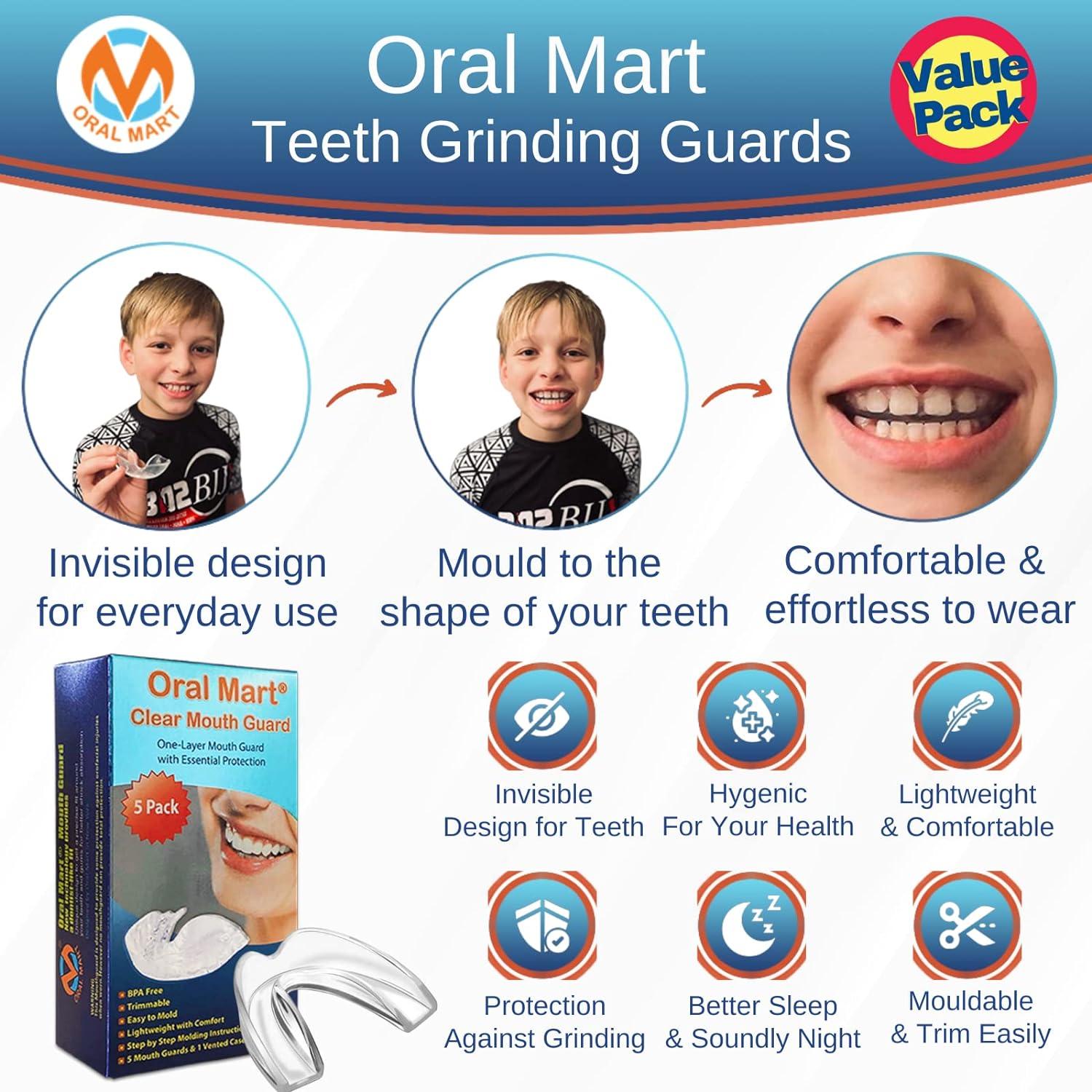 Oral Mart Kids Mouth Guards for Grinding Teeth - 5 Pack Clear Moldable ...