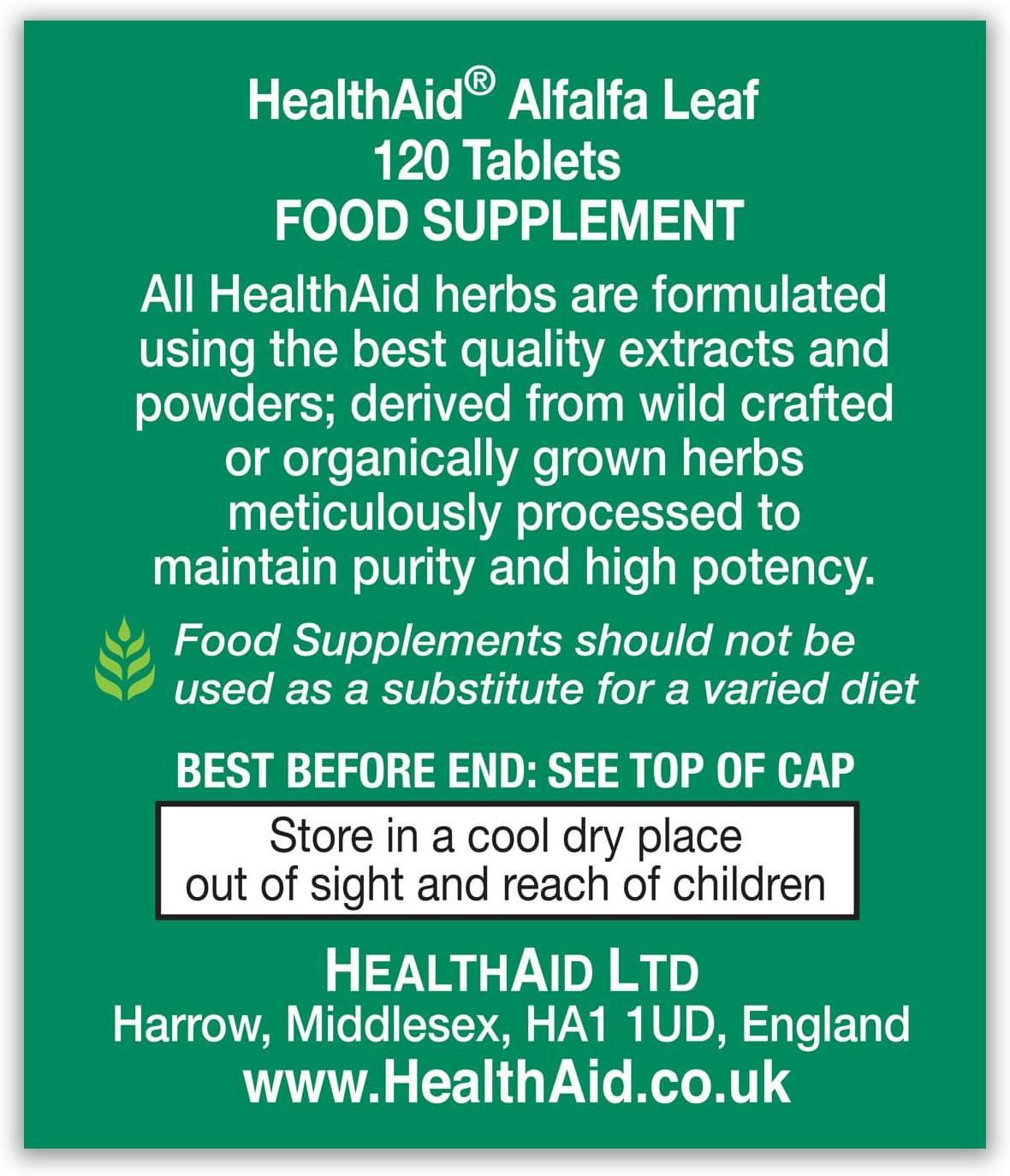 HealthAid Alfalfa 700mg- 120 Tablets: Natural Source of Vitamins and ...