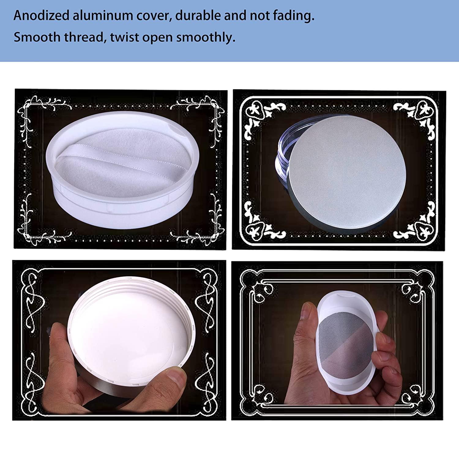 Reusable Powder Puff Container with Elasticated Net Sifter - White ...