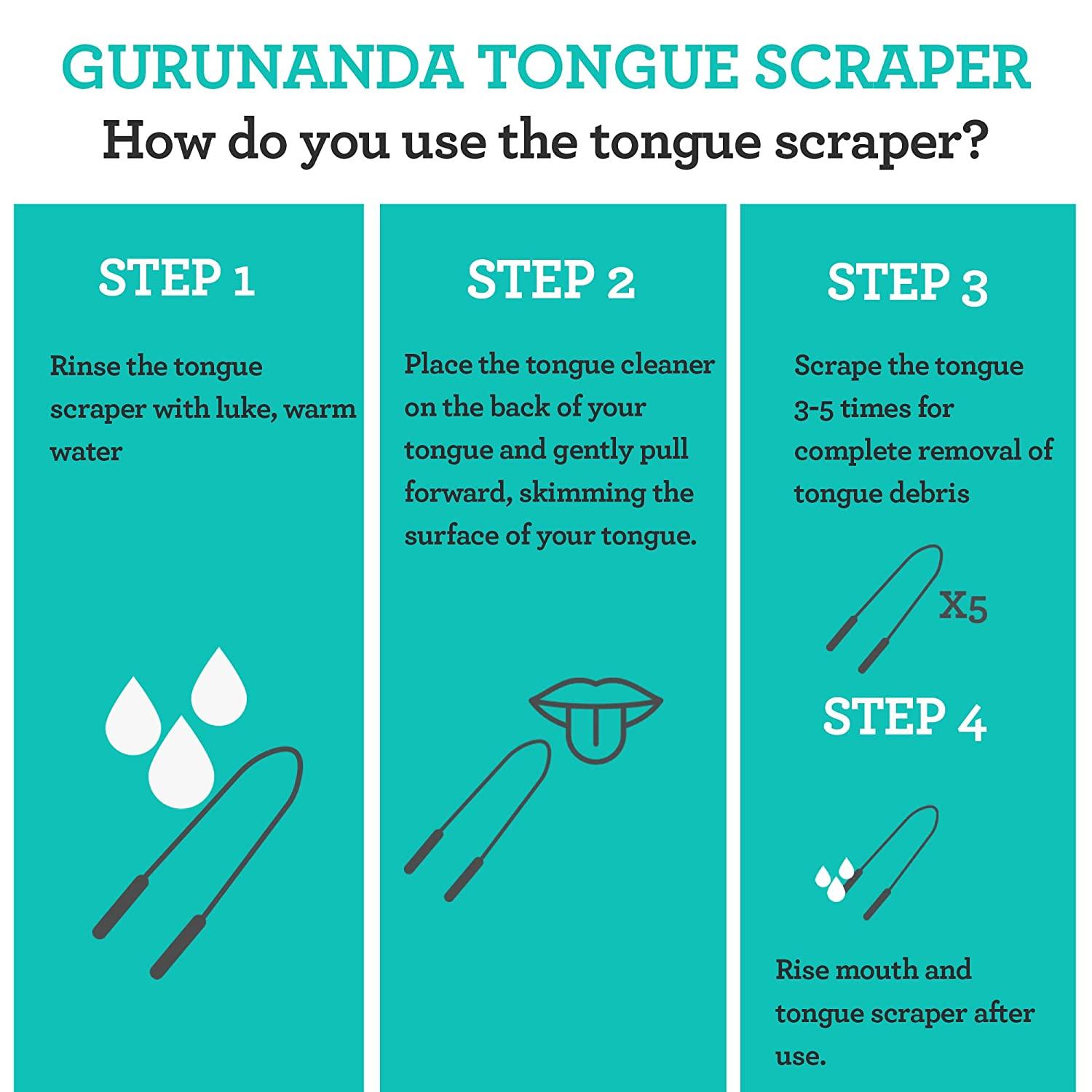 GuruNanda Tongue Scraper Set - 2 Pack Stainless Steel for Oral Hygiene ...