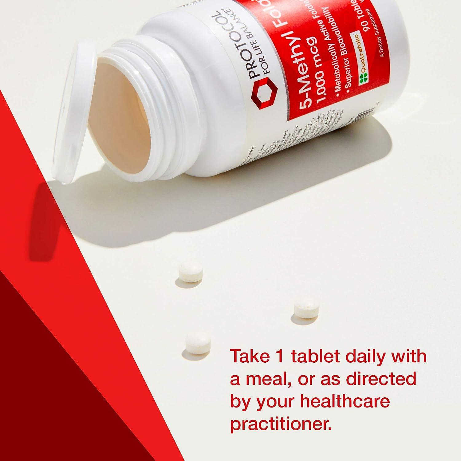 Protocol 5-Methyl Folate 1000mcg Supplement - 90 Tabs - Nerve Support ...