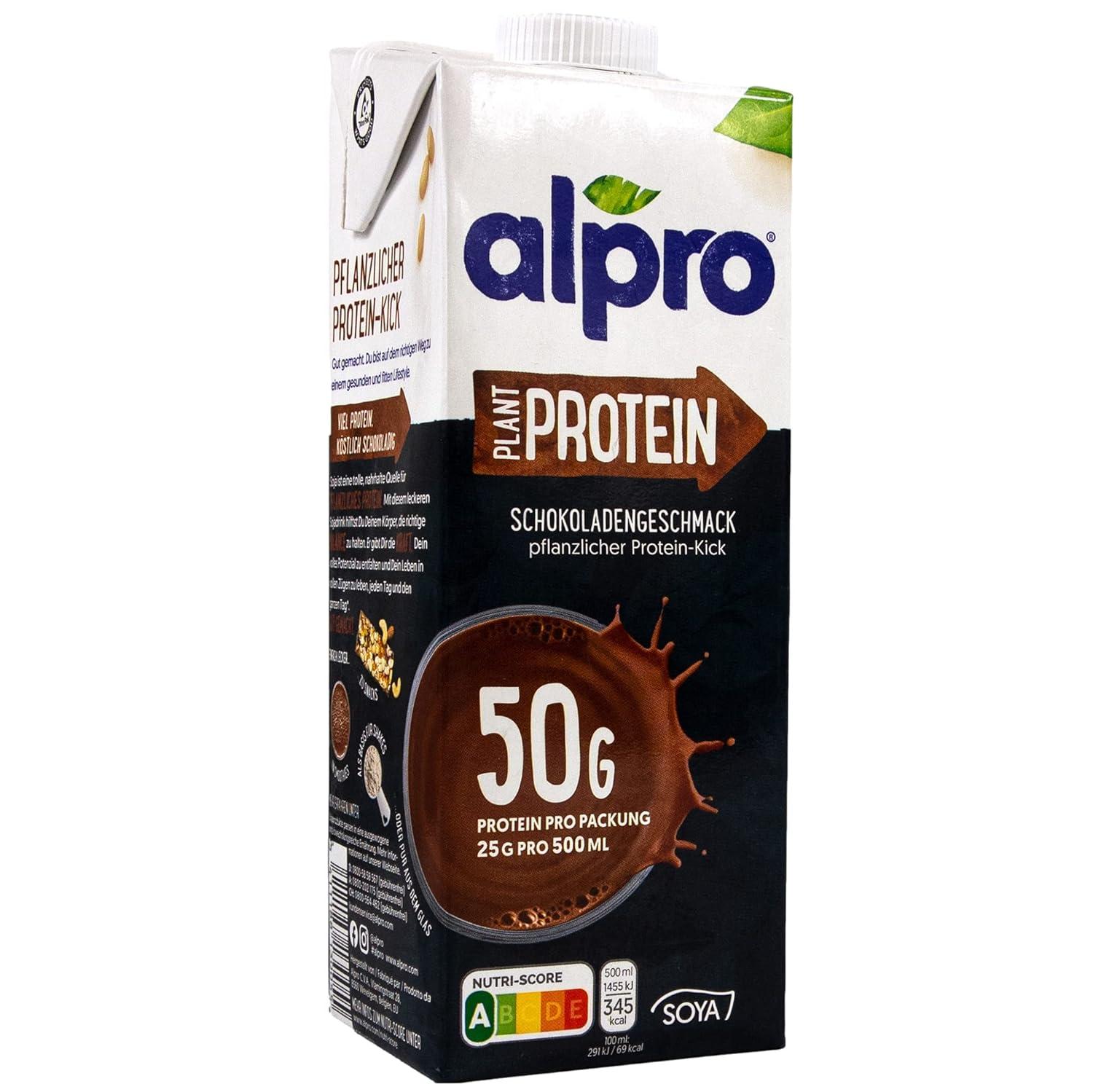 Alpro 10 Pack Protein Soyburz Schoko - 100% Vegetable Choco Soya Drink ...