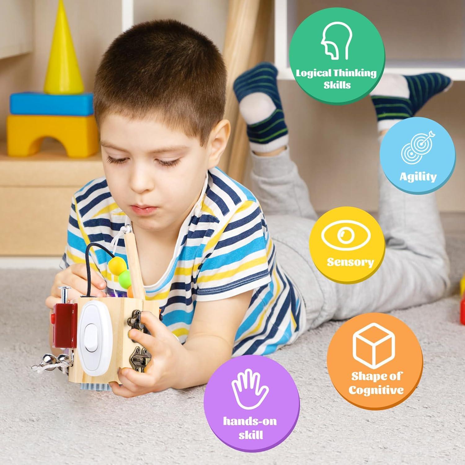 Dbreaks Busy Board Baby | 13-in-1 Montessori Activity Cube for Kids 3 ...