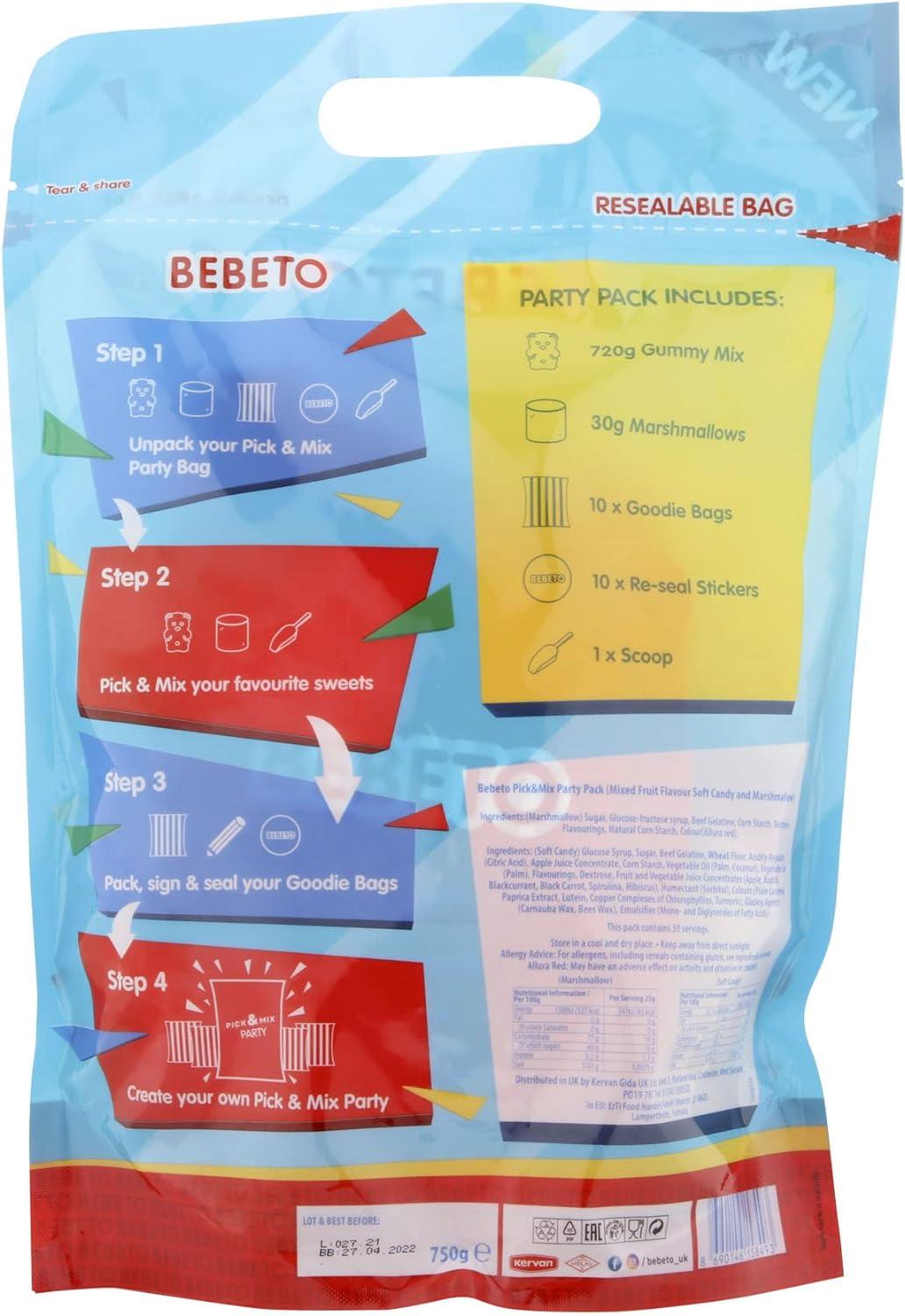 Bebeto Pick & Mix Party Pack - 750g Halal Certified Candy with Gummy ...