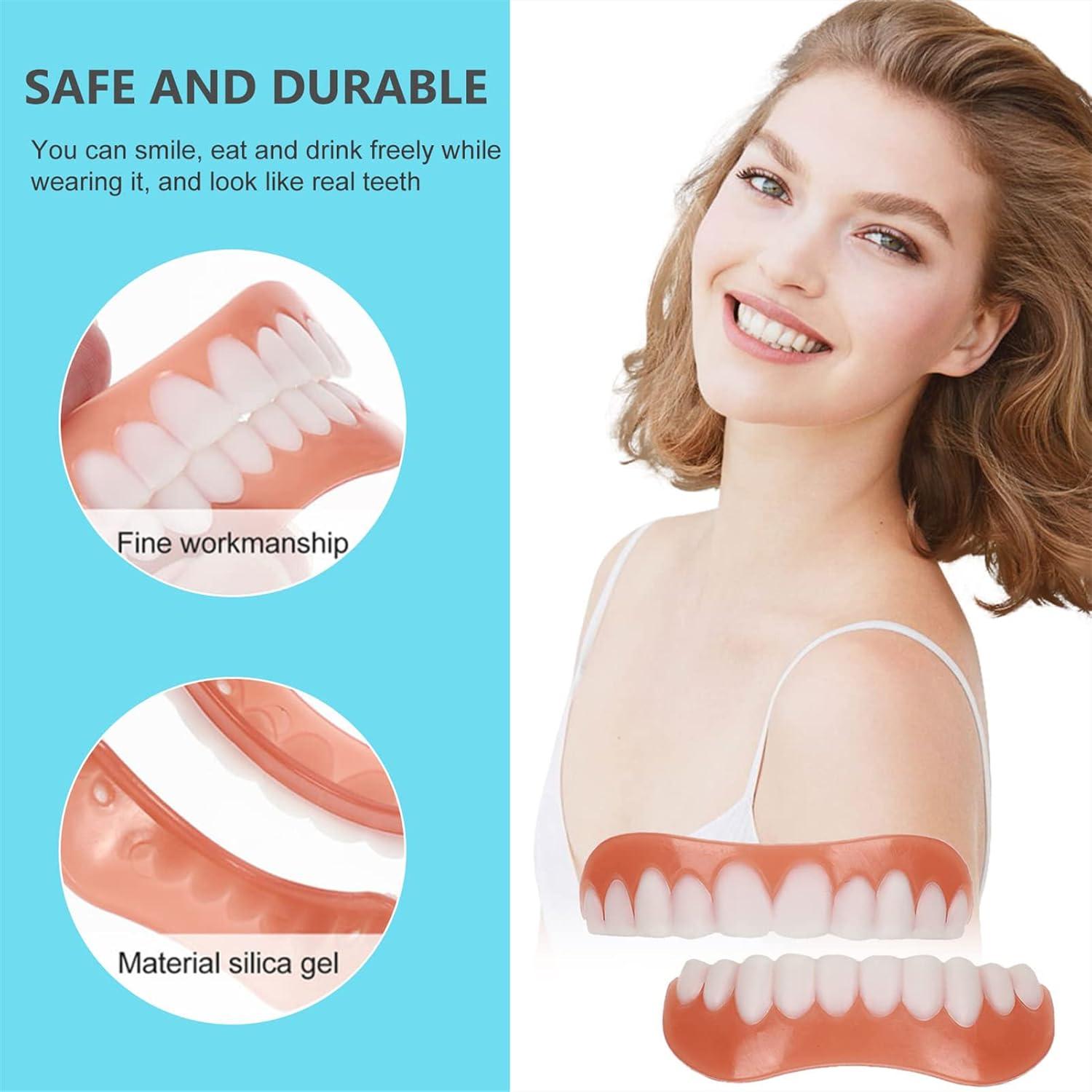 Comfortable Wrong Tooth Veneer White Dentures - Upper & Lower Jaw Fake ...
