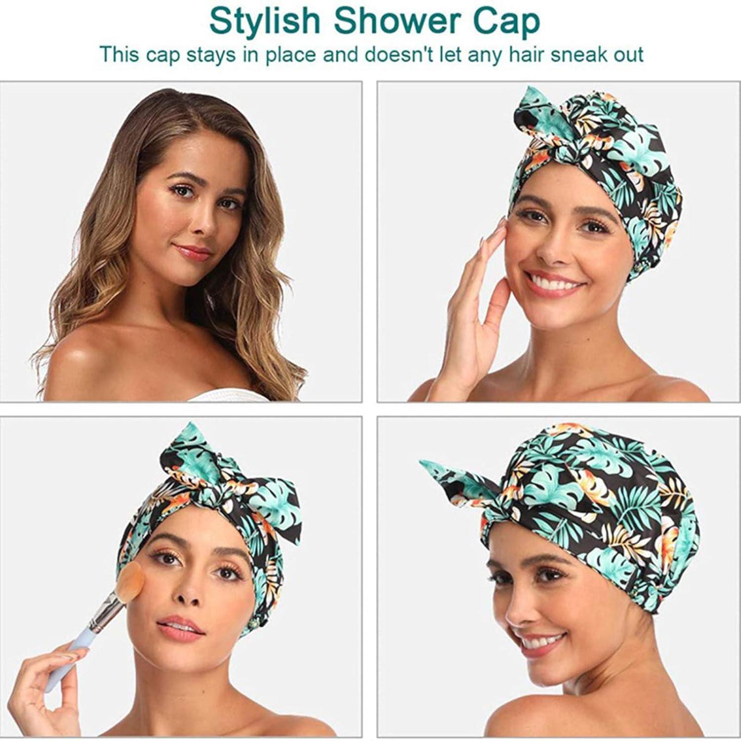Waterproof Reusable Shower Hood for Women | Large Elastic Hair Cover ...