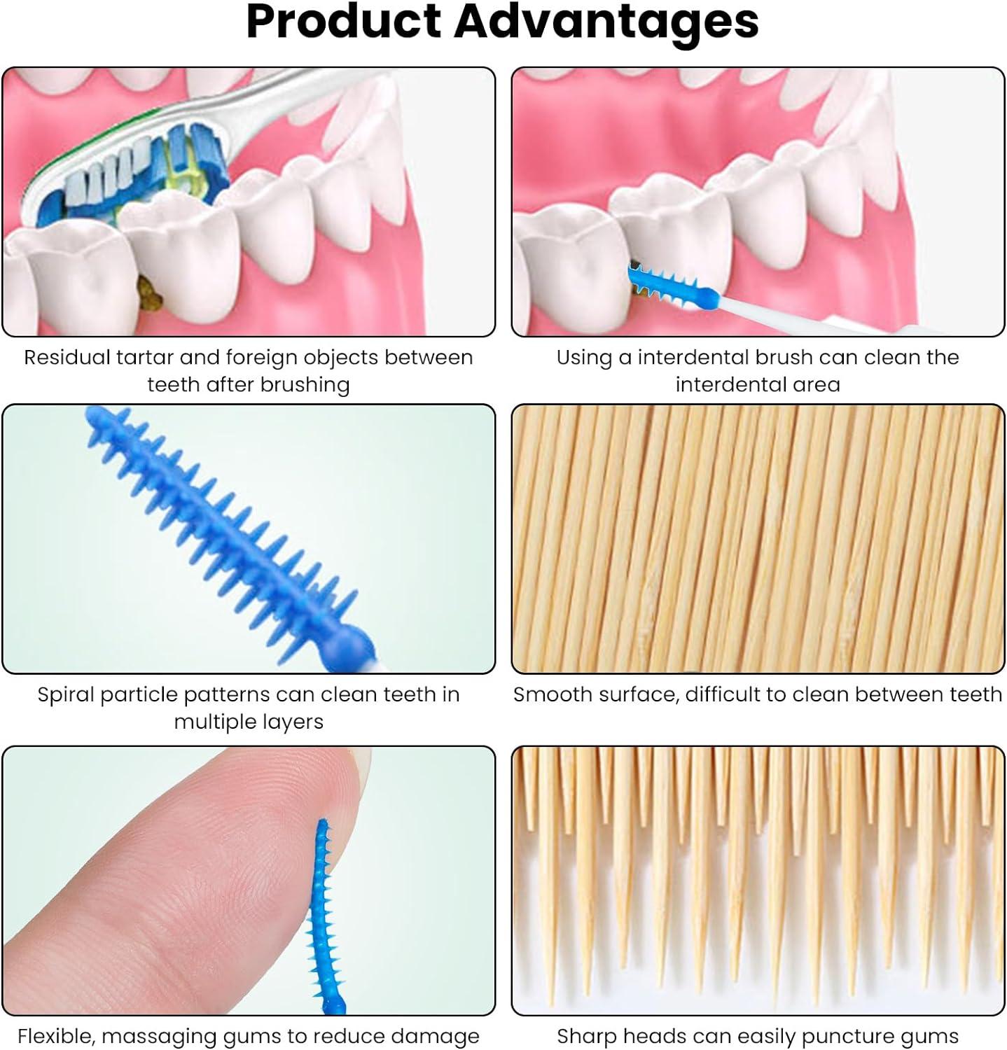 200Pcs Interdental Brushes - Dual-Use Silicone Dental Floss Picks for ...