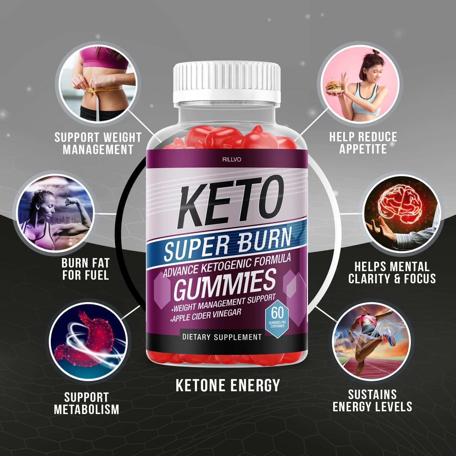 Keto SuperBurn Gummies - Apple Cider Vinegar Advanced Formula (60 ...