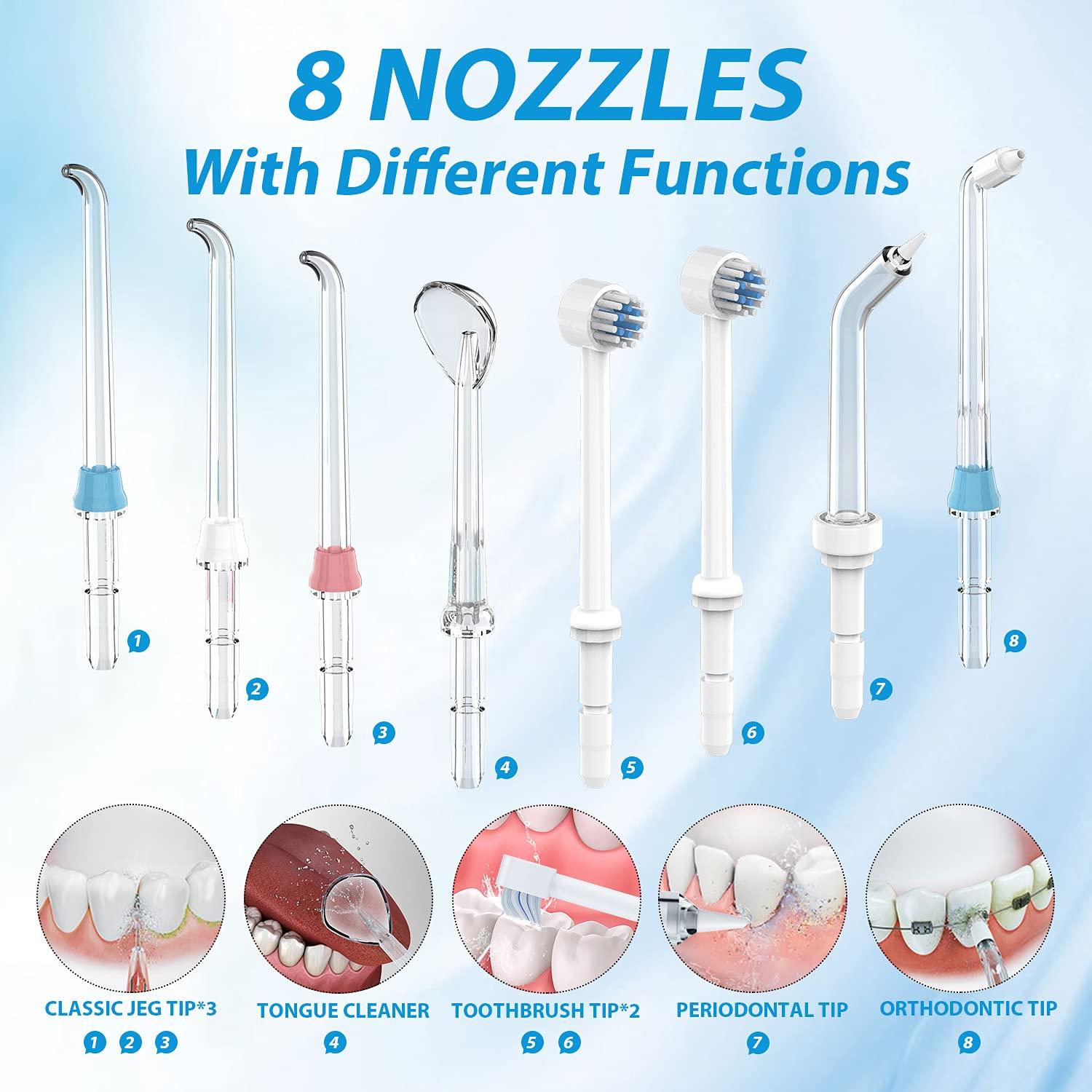 GOOLUC Water Flosser for Teeth & Braces - 10 Pressure Levels, 8 Water ...