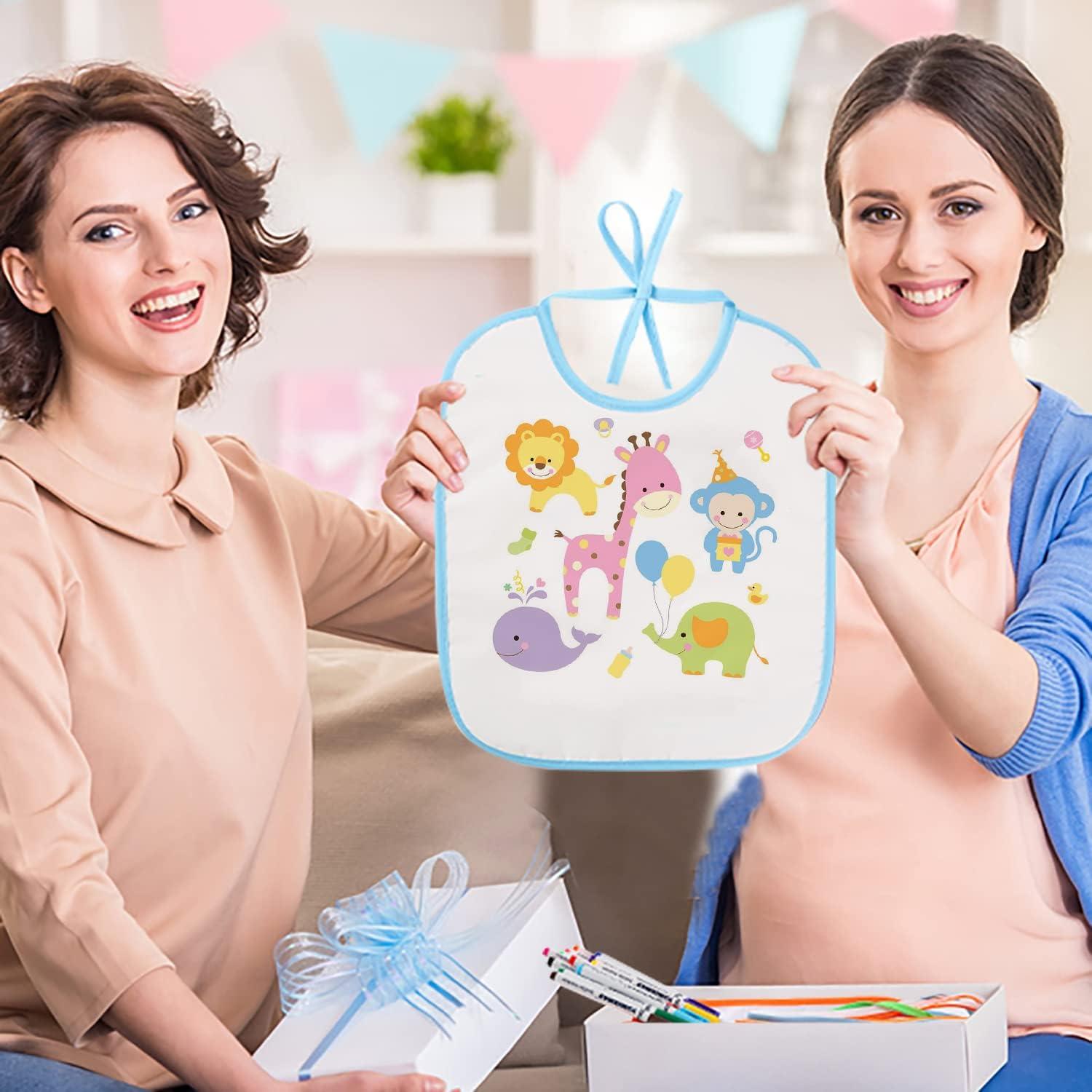 Libbon DIY Paint Bibs - 12 White Baby Bibs 26x30 cm Double-Sided ...