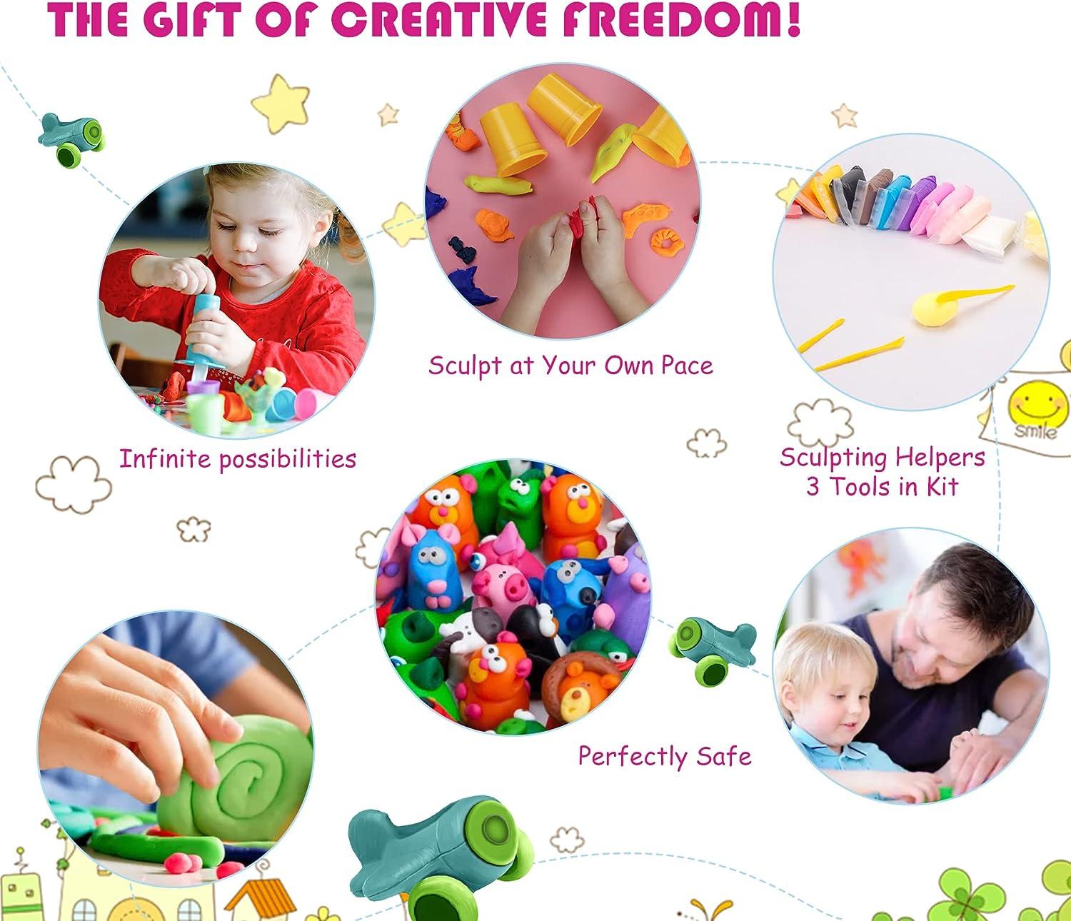 36 Colors Air Dry Clay Modeling Kit with Tools - DIY Magic Foam Clay ...