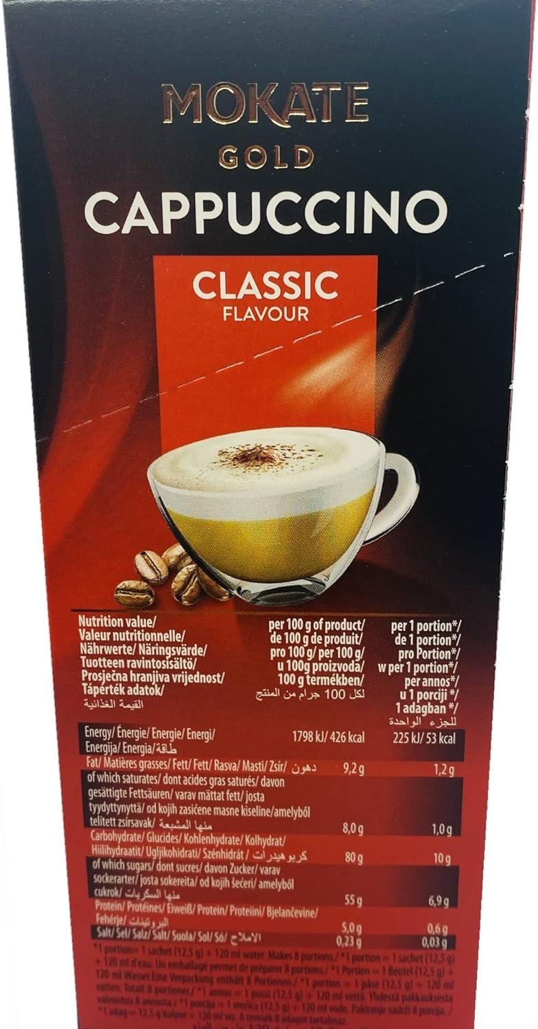 Mokate Gold Cappuccino Classic Flavour Instant Coffee 2 boxes x 8 12.5g sachets