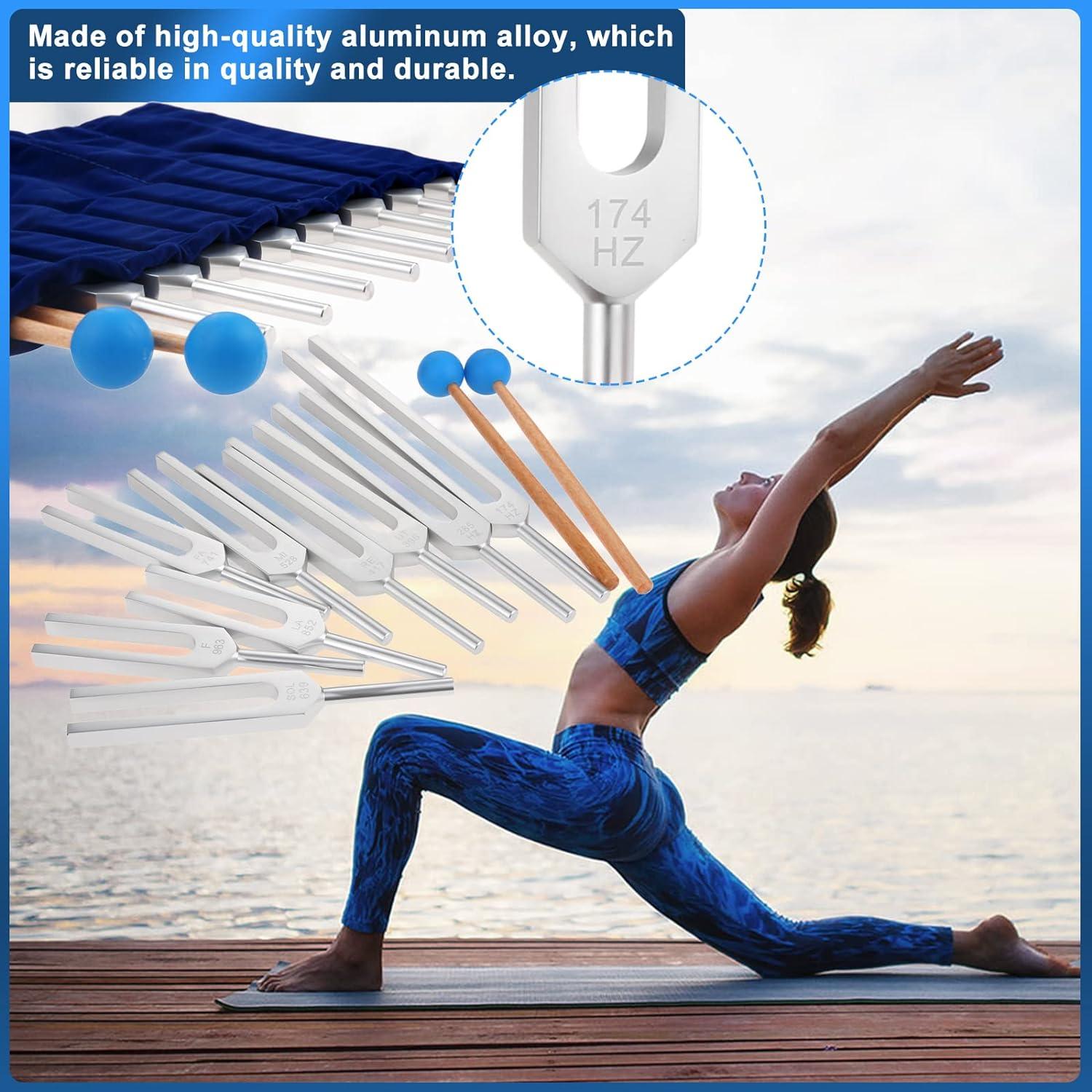 Dreld 9 Solfeggio Tuning Forks Kit Healing Forks with Silicone Hammer ...