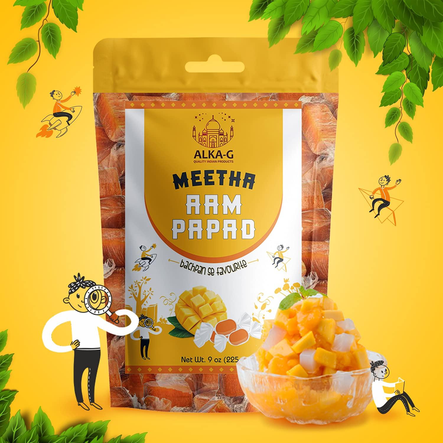 ALKA-G Aam Papad Cubes 9oz (225gm) | Authentic Indian Mango Snack made ...