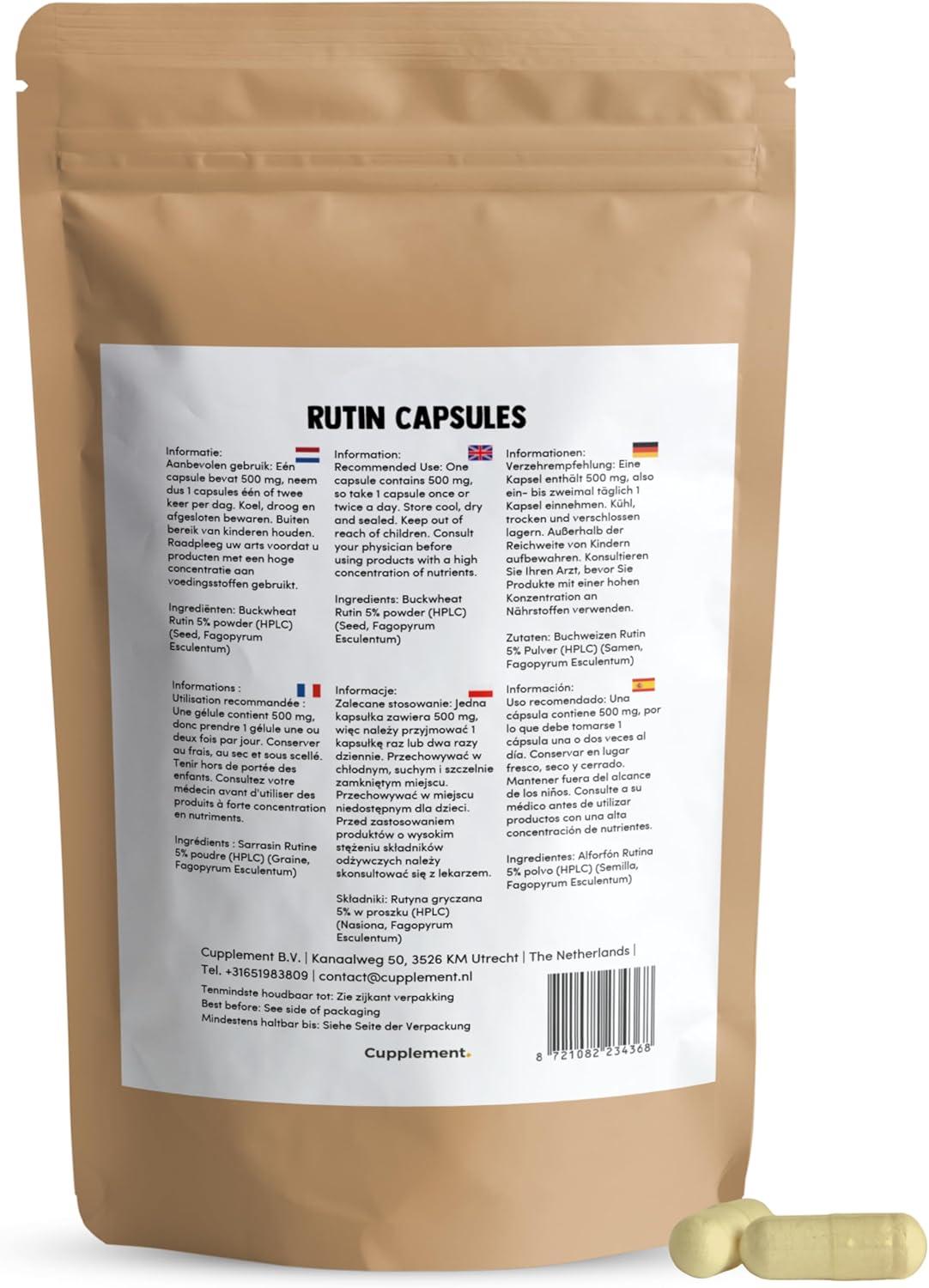 Organic Rutin Capsules - 60 Count 500 MG - Dietary Supplement ...