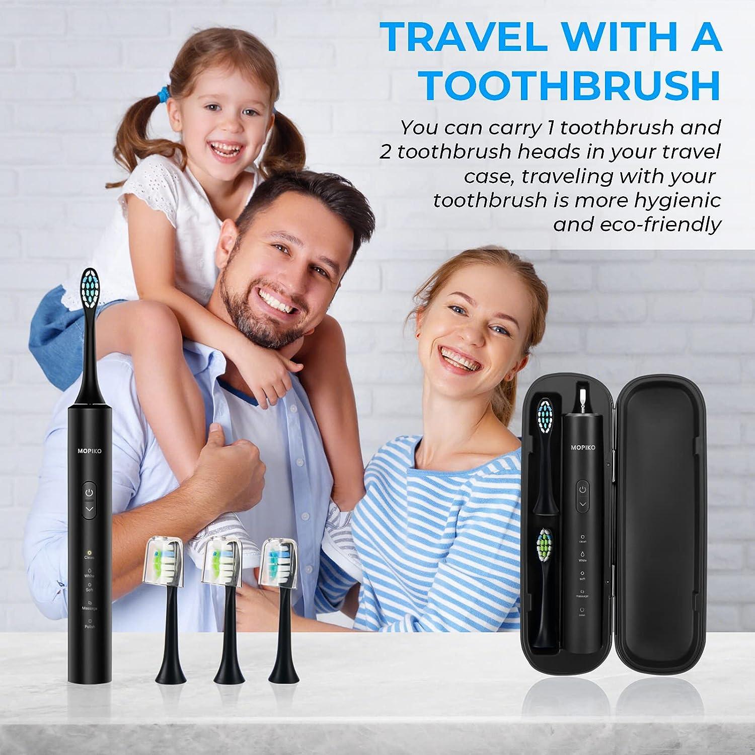 MOPIKO Travel Electric Toothbrush Kit - Sonic Rechargeable Toothbrush for Adults, Teens & Kids ...